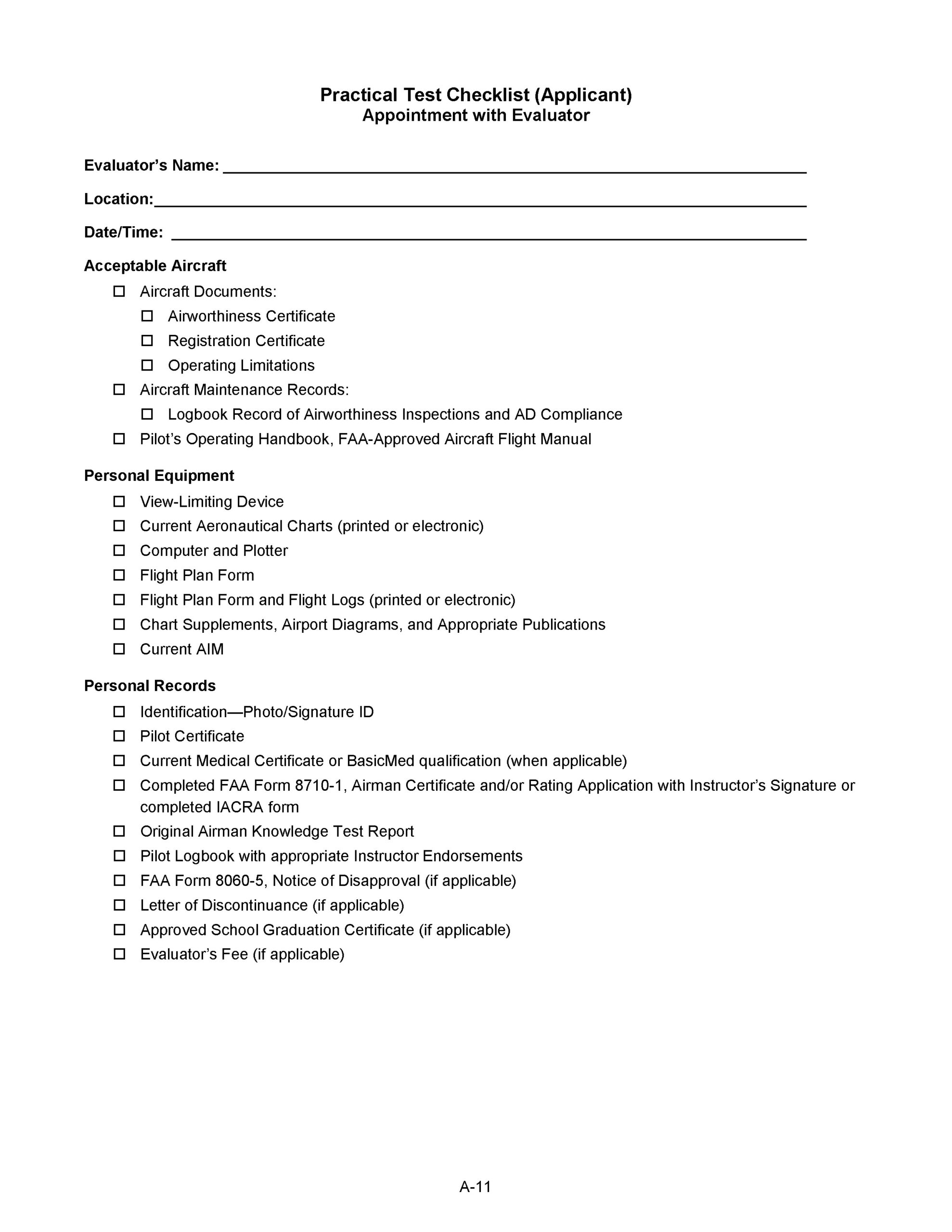 What to Bring – MockCheckride.com